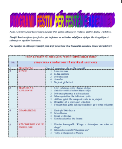 Program për Festën e Abetares nga mësuesja Violeta Kuqi | Arsimi